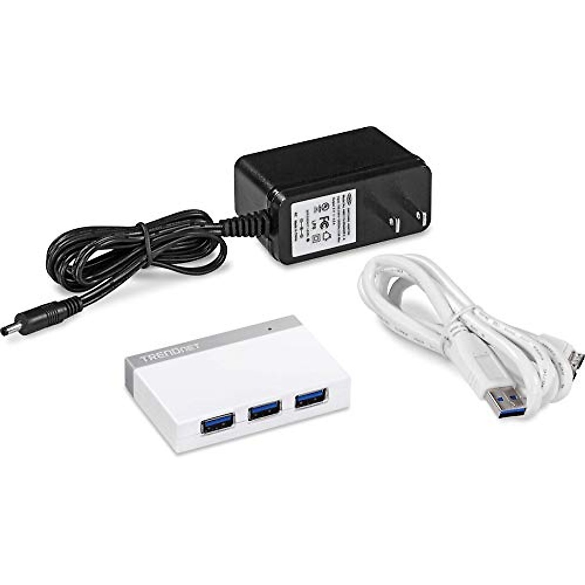 TRENDnet 4-Port USB 3.0 Ultra-Mini Hub, 1M (3ft. USB 3.0 Cable), Up to 5Gbps, Power Adapter Included, Plug &Play, Backwards Compatibility with USB 2.0/USB 1.1, TU3-H4