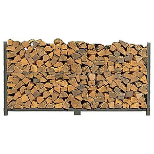 Woodhaven 8 Foot 1/2 Cord Firewood Log Rack With No Cover - Made In USA - Outdoor Use Lifetime Structural Warranty - Black Texture Powder Coat Finish - Made With Heavy Duty Steel (No Cover)