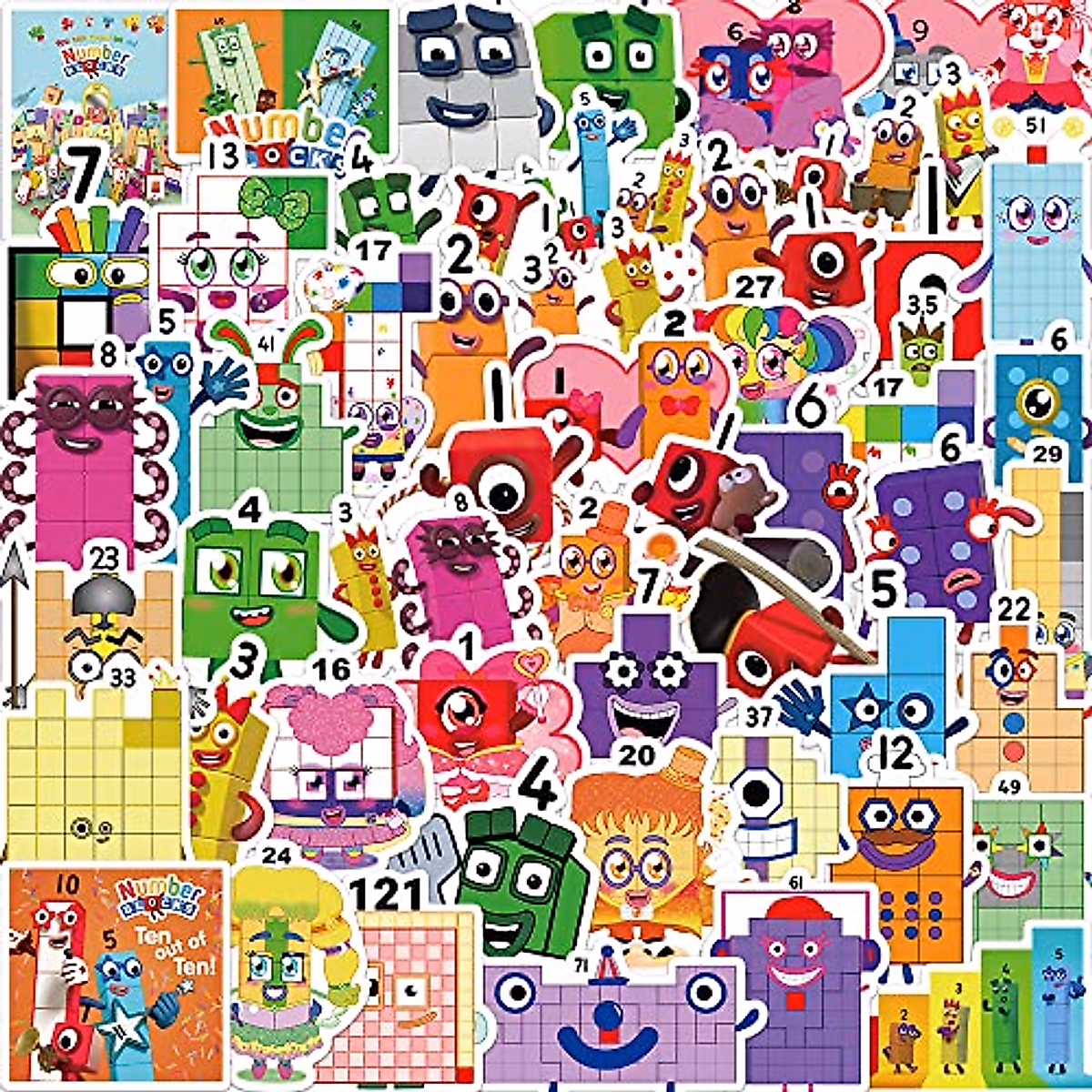 52PCS Numberblocks Stickers for Laptop and computer, Digital building blocks for children's enlightenment Waterproof Vinyl Stickers for Water Bottle Skateboard Guita Car Bumper Luggage,Cartoon Art Graffiti Decals for Kids Girls Teens Adults (Enlightenment