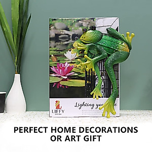 LIFFY Metal Frog Wall Decor Garden Frog Outdoor Decor Indoor Room Home Glass Wall Art Hanging Decorations Fence Decorative Ornaments Outside for Porch,Patio,Yard