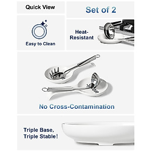 LE TAUCI Spoon Rest, Ceramic Spoon Rest for Stove Top, Spoon Rest for Kitchen Counter, Modern Farmhouse Kitchen Spoon Holder, Heat-Resistant Cooking Utensil Rest, Set of 2, White