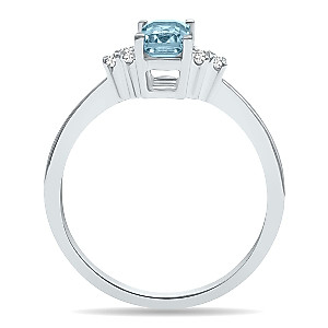 SZUL Aquamarine and Diamond Regal Ring in 10K White Gold