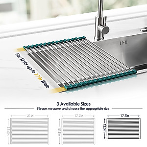 Tomorotec Stainless Steel Roll Up Dish Drying Rack, Foldable Over The Sink Rolling Drainer Rack, Multipurpose Kitchen Gadget Draining Caddy Organizer, Space Saving Sink Accessory Storage Shelf Holder