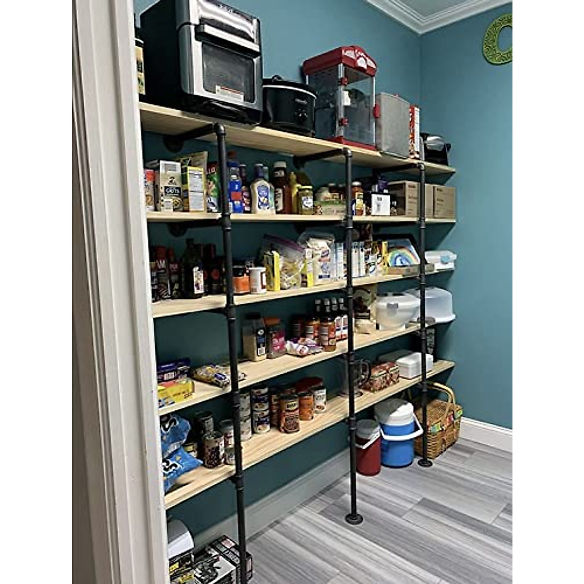 FOF FRIEND OF FAMILY Industrial Retro Wall Mount Iron Pipe Shelf,DIY Open Bookshelf,Hung Bracket,Home Improvement Kitchen Shelves,Tool Utility Shelves, Office Shelves,Ceiling Mount Shelf Shelves