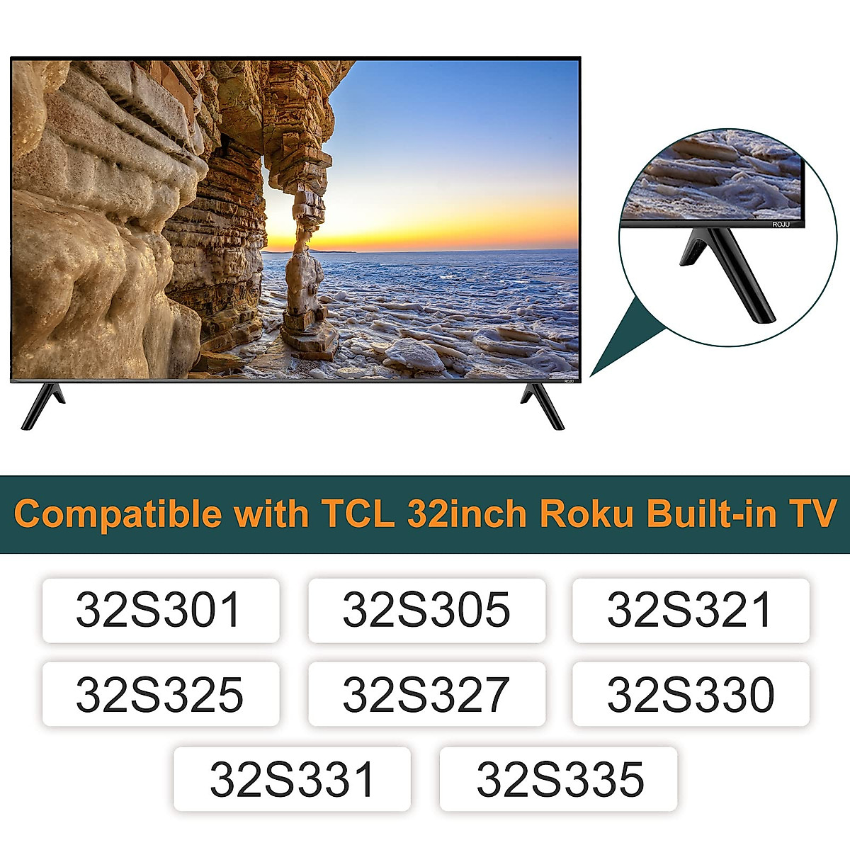 Yaotieci TV legs for TCL TV Stand legs, for Roku TV Stand Legs for TCL 32 inch 32S330 32S327 32S325 32S321 32S305 32S301, TV feet Stand Base for TCL with Screws, Easy to Install
