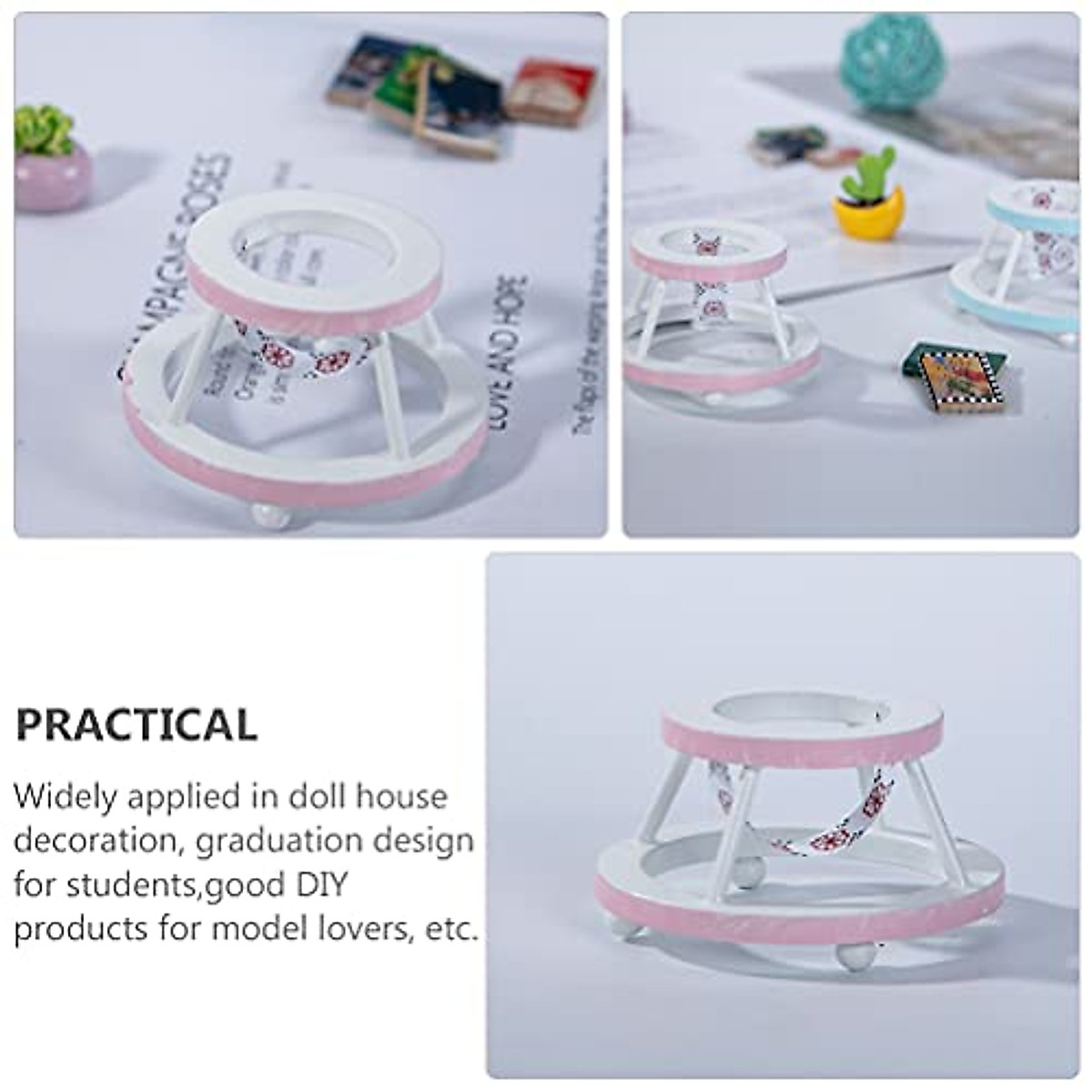 Amosfun Stand Learning Walker Toy Doll House Foldable Activity Baby Walker Activity Walker and Rocker Miniature