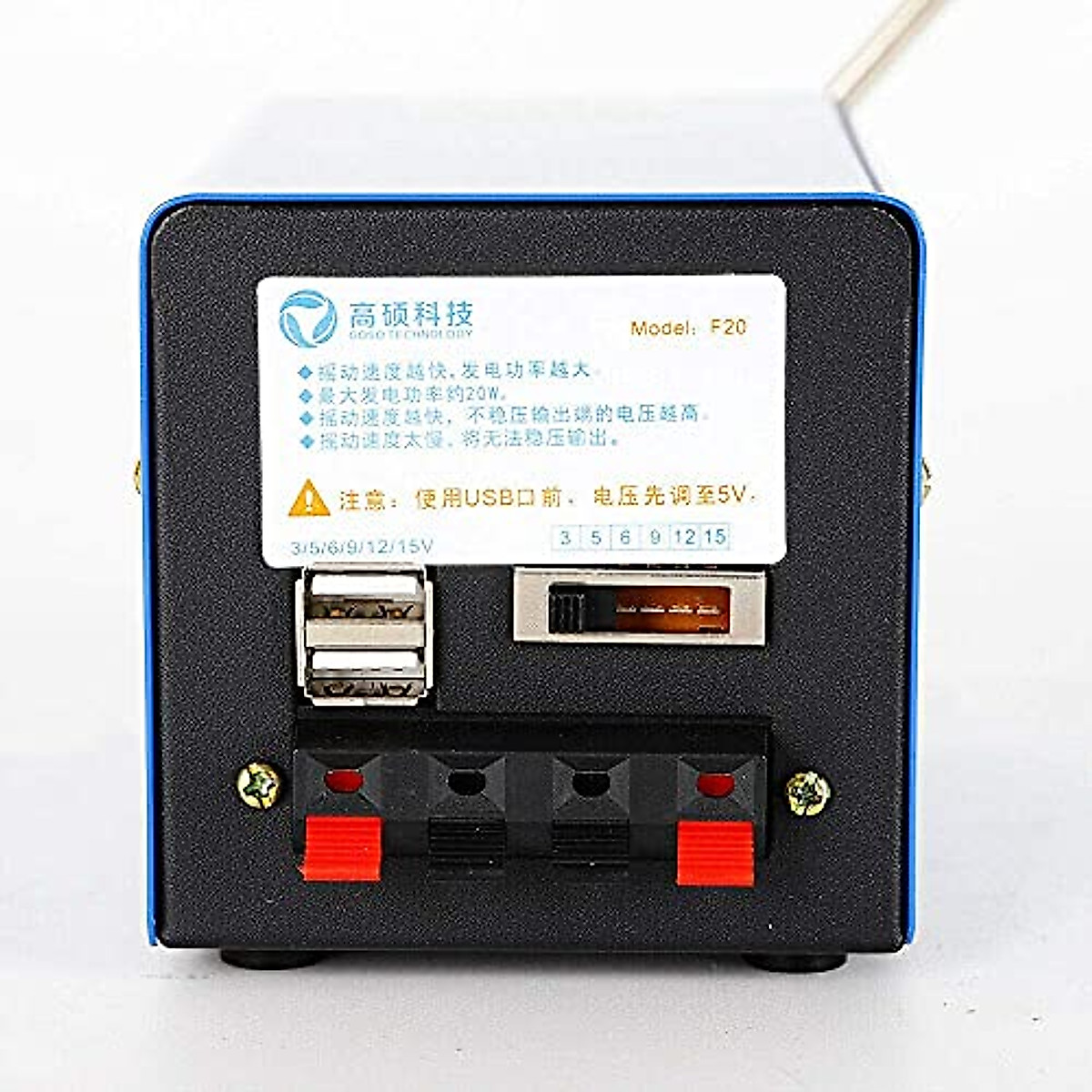 Multifunction Generator 20W High Power Manual Dynamo Hand Crank Charger Generator USB Generator Charging Emergency Generator Portable Blue Manual Hand Crank Generator For Travel Camping Hiking Survial