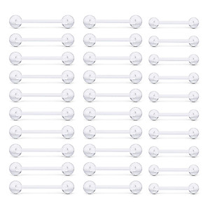 SCERRING 30PCS 14G Clear Acrylic Bioflex Nipple Tongue Bar Barbell Rings Piercing Retainer Piercing Body Jewelry 9/16Inch 5/8Inch 3/4Inch