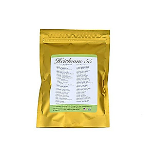 Heirloom Futures Seed Pack with 55 Varieties of Vegetable Seeds. 100% Non GMO Open Pollinated Non-Hybrid Naturally Grown Premium USA Seed Stock for All Gardeners.