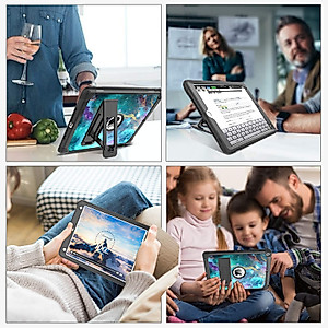 BENTOBEN Glow in The Dark Tablet Cover - 3 in 1 Shockproof Kickstand Protective Case for iPad Air 2, 6th/5th Gen, 9.7" 2018/2017, iPad Pro 9.7 - Nebula