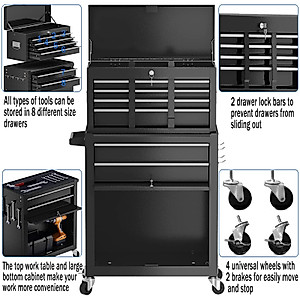 8-Drawer High Capacity Rolling Tool Box with Wheels,Rolling Tool Chest with Drawer,Tool Box on 4 Wheels with Lock, Tool Storage Cabinet Removable Portable Box for Garage Warehouse