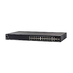 Cisco SG350X-24 Stackable Managed Switch | 24 Gigabit Ethernet (GbE) Ports | 2 x 10G Combo + 2 x SFP+ Ports | Limited Lifetime Protection (SG350X-24-K9-NA)