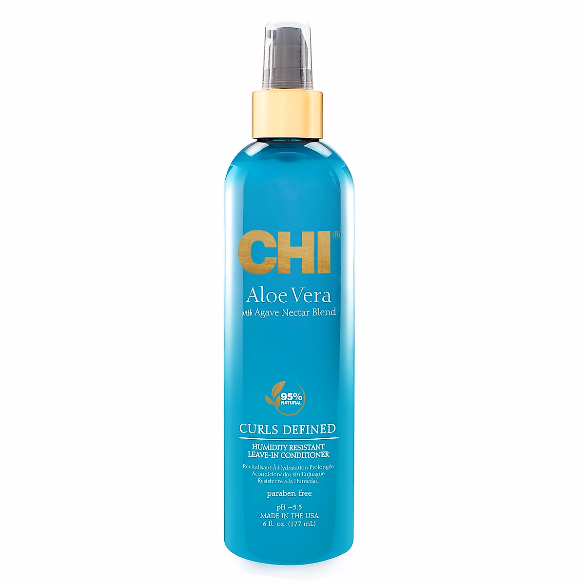 CHI Aloe Vera Humidity Resistant Leave-In Conditioner, For Defined, Smooth & Frizz-Free Curls, Sulfate, Paraben, & Cruelty-Free, 6 Oz