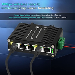 Mini Industrial 5 Ports Gigabit Switch Hardened 5 Port RJ45 10/100/1000Mbps Ethernet Switch Din Rail Mount Ethernet Switch Wall Mounts Included (-40 to 167 ºF) 10Gbps Switching Capacity