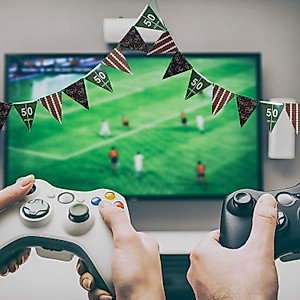 2 Pieces Football Pennant Banner American Football Theme String Flags Banners for Sports Party Decorations