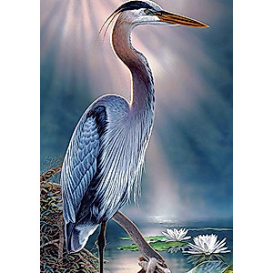 Toland Home Garden 1112452 Heron In Solitude Bird Flag 12x18 Inch Double Sided For Outdoor House Yard Decoration