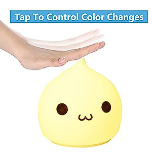 Night Light for Kids, Cute Lamp Dumpling Light Birthday Gifts for Girls Boys, Kawaii Waterdrop Nightlight Silicone Portable Nursery Battery Powered Animal Night Lights for Baby Toddler Teen Bedrooms