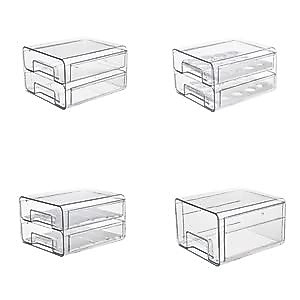 Qielie 2 PCS Stackable Food Container Fruite Drawer for Refrigerator Vegetable Storage Box