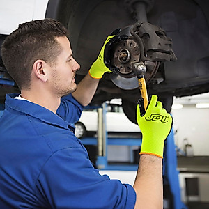 JDL Large Green Nitrile Coated Protective Gloves, Pack of 6