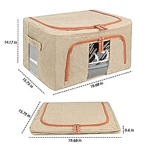 Under Bed Storage, 2 Pack 72L Storage Bags for Clothes, Steel Frame Thick Fabric for Comforters, Blankets, Bedding, Foldable with Sturdy Zippers, Clear Window (72L)