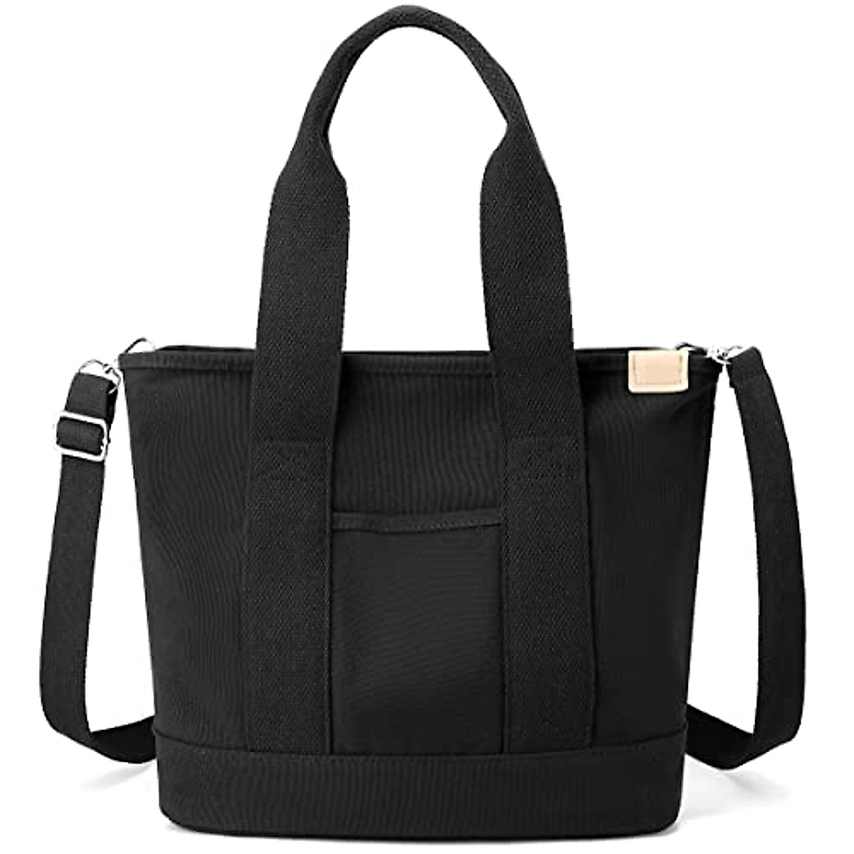 Canvas Tote Bag for Women with Zipper Organizer Big Shoulder Handbags Purse Women Crossbody Bag Black