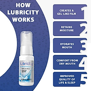 Lubricity Dry Mouth Oral Spray for Symptomatic Relief of Dry Mouth, Flavorless - .5 oz, Travel Size