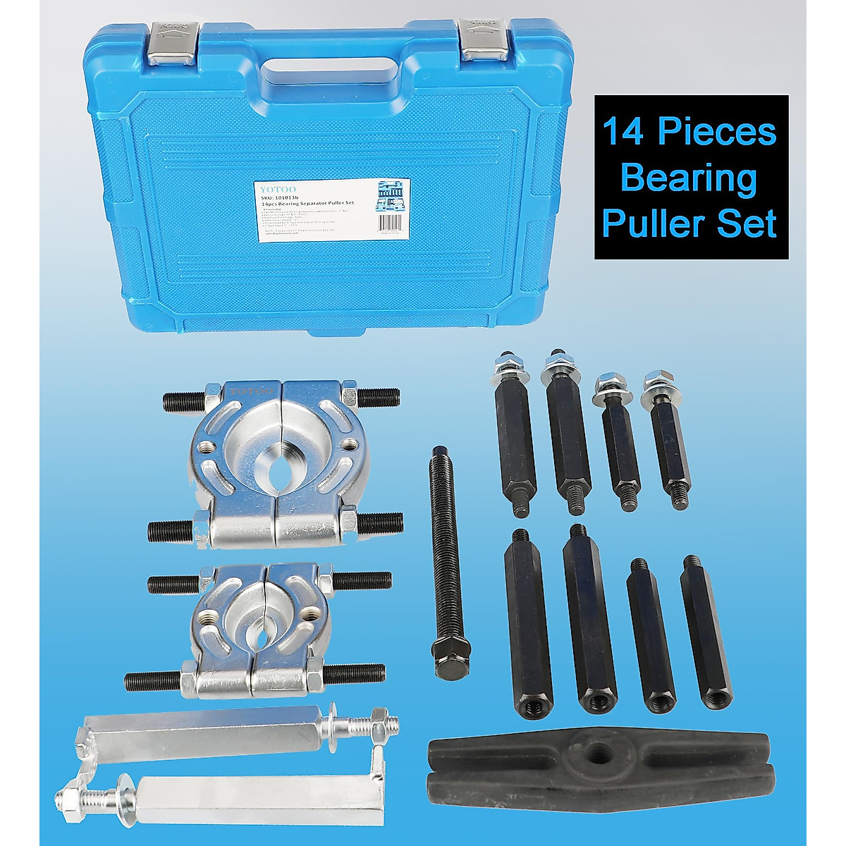 YOTOO Bearing Puller Set, 5 Ton Capacity Bearing Separator Kit with 2" and 3" Jaws, Wheel Hub Axle Puller Set, Heavy Duty Bearing Splitter Tool Kit with Case, Blue