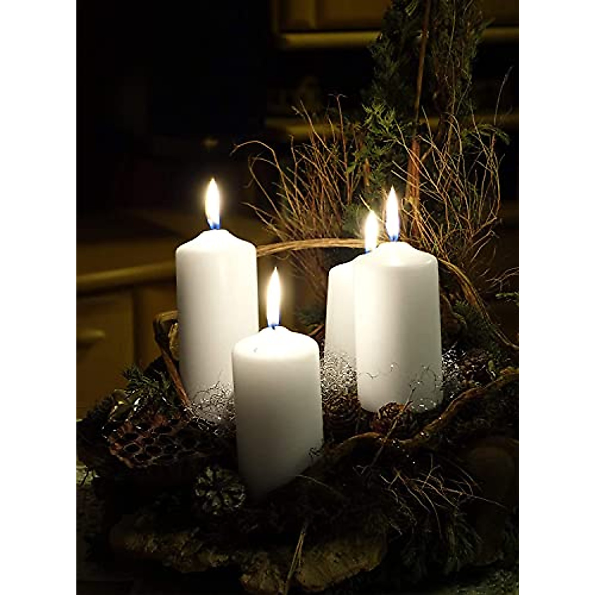 Hyoola White Pillar Candles 4x8 Inch - Unscented Pillar Candles - 2-Pack - European Made