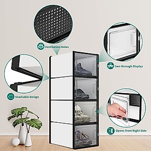 YITAHOME Shoe Storage Box, Set of 12 Medium Size Shoe Storage Organizers Stackable Shoe Storage Box Rack Containers - Medium Size（13.8’’L x 9.8’’W x 7.3’’H）