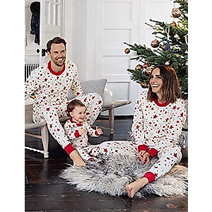 Moon and Back by Hanna Andersson Unisex Kids' Organic Holiday Family Matching 2 Piece Pajama Set, Pack of 2, Red/Green, Stars, 6-7