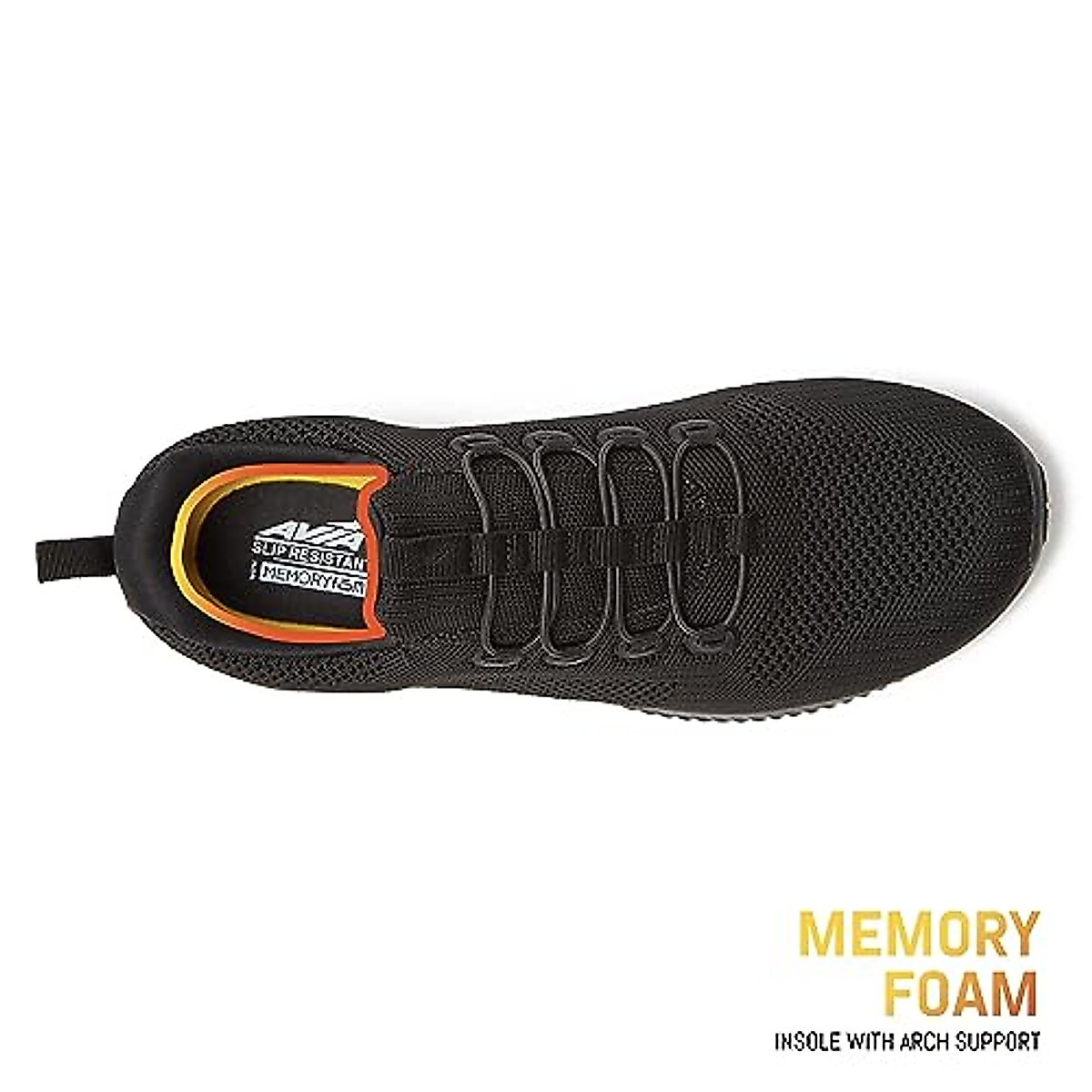 Avia Anchor SR Mesh Slip On Non Slip Shoes for Men, Water Resistant Mens Restaurant, Work & Food Service Sneakers- Black, 10.5 Medium