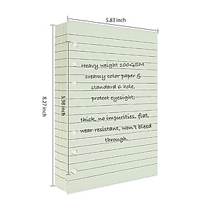 90+54+14 A5 Refill Paper with Undated Monthly Weekly Calendar Planner Inserts, A5 6 Ring Loose Leaf Paper Filler Paper Refillable Lined Paper Refill for 6 Ring Binder Planner Journal Agenda Notebook
