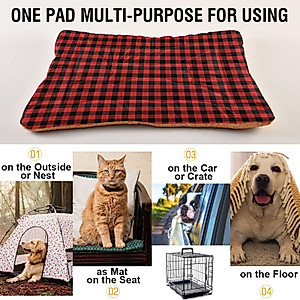 Coikll Red & Black Buffalo Plaid Pet Bed Pad Soft Dog Bed Mat with Anti-Slip Bottom, Machine Washable Crate Pad Mattress for Dog Sleeping- 36 * 24inches
