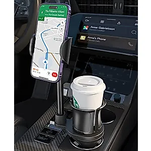 Car Cup Holder Phone Mount: Universal Auto Cell Phone Stand with Drink Expand Cup Holder for Truck | SUV | Automobile Compatible with iPhone & Samsung and Other Android Smartphone