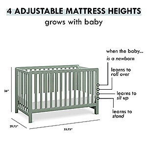 Carter's by DaVinci Colby 4-in-1 Low-Profile Convertible Crib in Light Sage, Greenguard Gold Certified