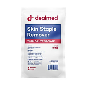 Dealmed Sterile Staple Removal Kit, Includes Staple Remover and Gauze Sponge, Staple Removal Tool Single-Use Kit, Ideal for Hospitals and Clinics (1 Kit)