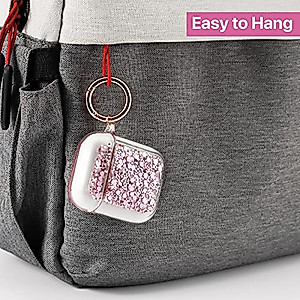 LAX Gadgets Air Pod Case for Protection - Compatible with 1st & 2nd Generation Apple AirPods- Lightweight Case with Key Ring - Easy to Use - Glitter Pink