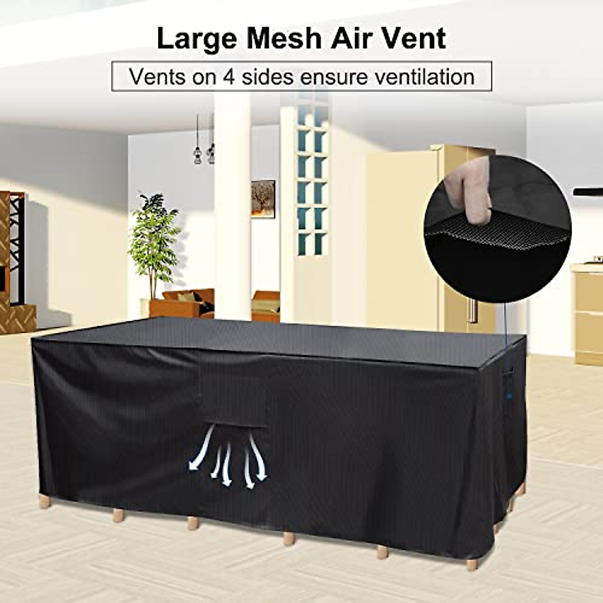 Rosoenvi Patio Furniture Covers, 600D Outdoor Furniture Covers Waterproof, Patio Covers for Outdoor Furniture, Table and Chair Set Covers for Rainy, Snowy and Sunny, 108 x 82 x 27.8 Inch