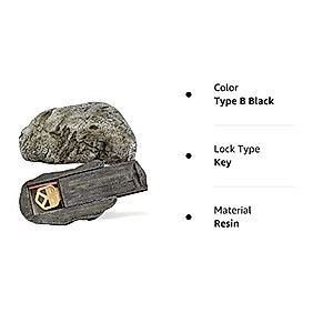 PANGAEA Key Hider Fake Rock, Weatherproof and Safe for Spare Keys, Real Look and Feel Stone, Garden, Outdoor, Geocaching (Type-B Black, 1 Pack)