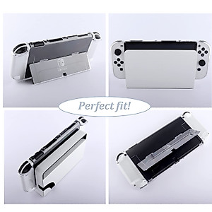 Clear Case for Nintendo Switch OLED, 3 in 1 Dockable Protective Case for Switch OLED and Joy-Con Controller Shock-Absorption and Anti-Scratch Design (Clear)