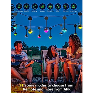 Lemon Summer String-Lights-55ft-RGBIC-Smart Multi-Color-Changing Waterproof-Outdoor-Dimmable-Remote - IP65 Shatterproof Patio Lights, 15 LED Bulbs with 213 Scene Modes, App Control, Connectable