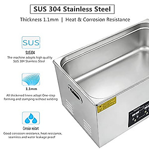 Kaimashi Ultrasonic Cleaner 30L Large Ultrasonic Cleaning Machine SUS 304 with Digital Timer and Heater