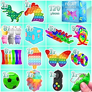MOZACI Fidget Toys, 120 Pack Fidgets Set Stocking Stuffers for Kids Party Favors Autism Sensory Toy Bulk Adults Kids Boys Girls Teens Stress Autistic ADHD Anxiety Carnival Treasure Classroom Prizes