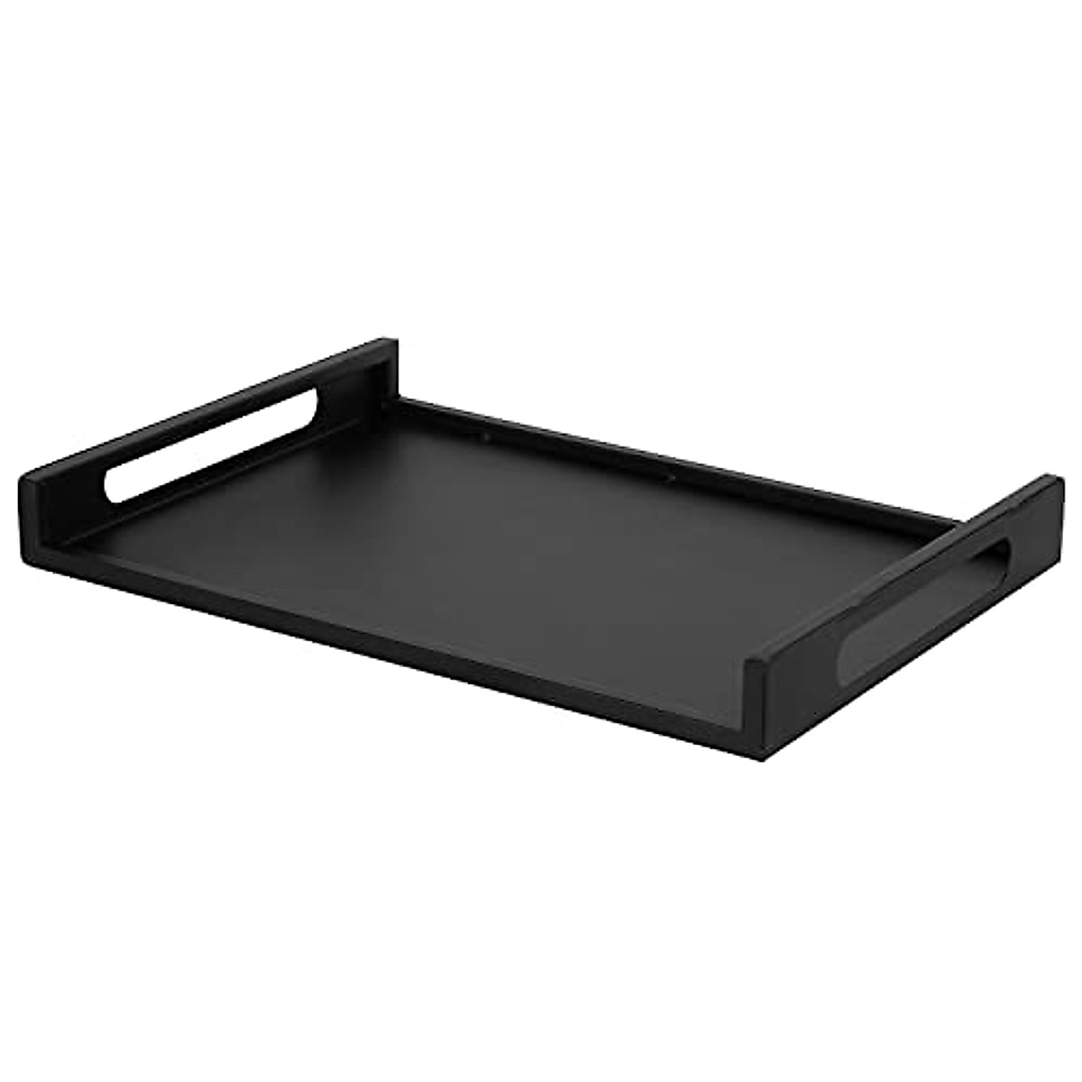 MyGift Large Modern Matte Black Metal Serving Tray, 12 x 16 inch Decorative Coffee Table Ottoman Tray with Curved Cutout Handles
