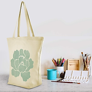 Jesty Crafts Heavy Duty Large Canvas Tote Bag with Large Bottom Gusset - 4 Pack of 12oz Reusable Canvas Grocery Bags - Perfect Canvas Bags for Crafts, HTV, Groceries, Shopping - 16H X 16W x 6.5D inch