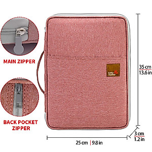 mygreen Multi-functional A4 Document Bags Portfolio Organizer-Waterproof Travel Pouch Zippered Case for Ipads, Notebooks Documents (Salmon Pink)