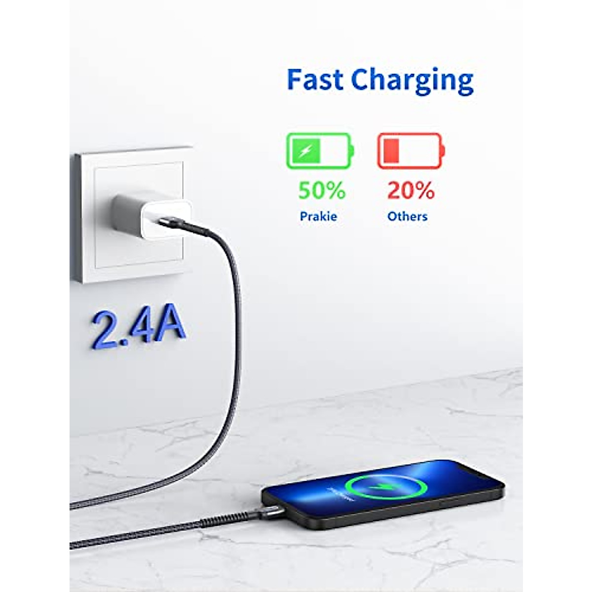 iPhone Charger Cable 2Pack 6FT, Nylon Braided Lightning Cable, [Apple MFi Certified] Fast Charging iPhone Charger Cord Compatible with iPhone 14 13 12 11 Pro Max XR XS X 8 7 6 Plus iPad and More