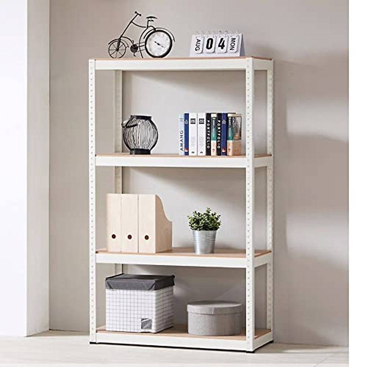 Storage Shelves - 4 Tier Adjustable Garage Storage Shelving, Heavy Duty Metal Storage Utility Rack Shelf Unit for Warehouse Pantry Closet Kitchen,31.49"x 14.47"x 59",White