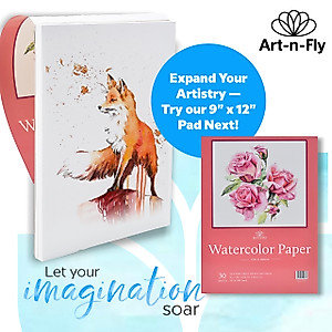 Art-n-Fly 5.5 x 8.5 in Watercolor Sketchpad Mini Book - 2 pack x 35 Sheets Each- Spiral Bound and Microperforated - 300gsm / 140lb 8.5x5.5