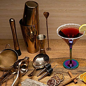 Bartender Kit 11-Piece Stainless Steel Cocktail Shaker Set | Perfect Home Professional Bar Tools, 27/20 OZ Weighted Boston Shakers, Lemon Squeezer, Strainer (Julep, Mesh) | ARSSOO Bar Set (Rose Gold)